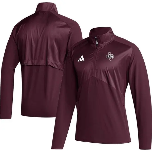 Adidas Texas A&m Aggies Sideline Aeroready Quarter-zip Jacket - Maroon