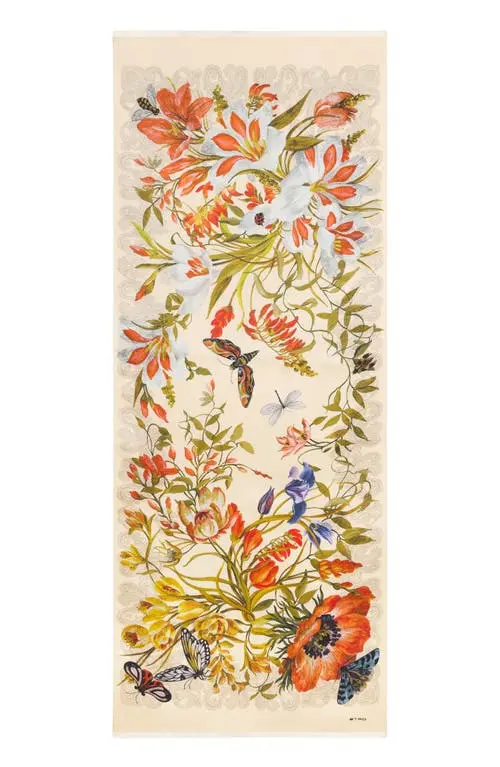 Etro Boheme Floral Silk Scarf - Multicolor On Beige Base
