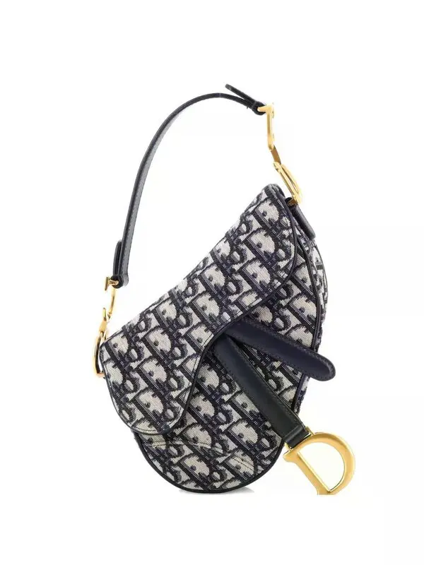 Dior Saddle Bag Oblique Canvas Mini Shoulder Bag - Blue