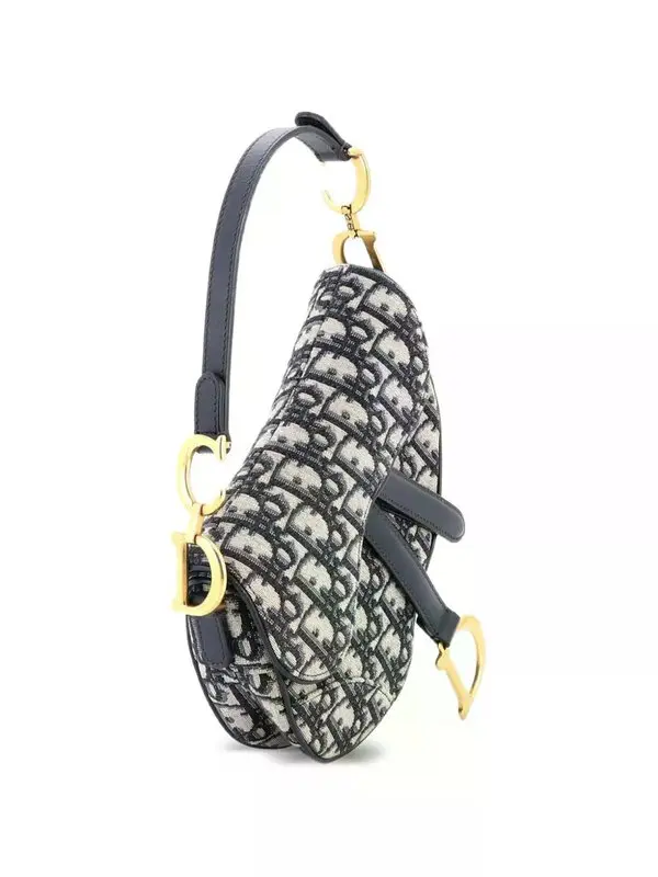 Dior Saddle Bag Oblique Canvas Mini Shoulder Bag - Blue