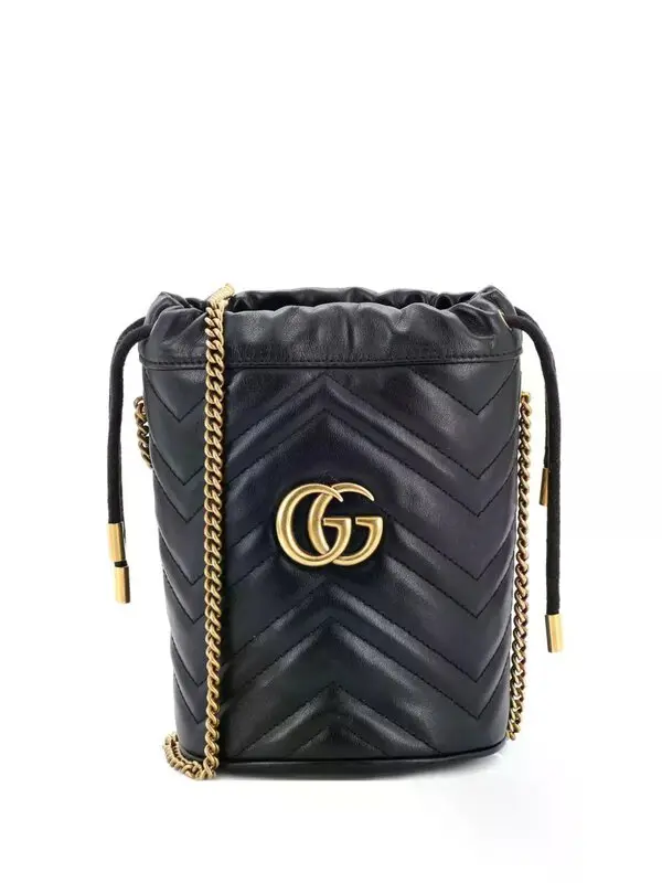 Gucci Gg Marmont Matelassé Leather Mini Bucket Bag - Black