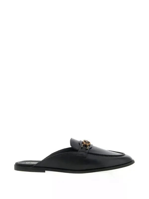 Pinko Naty 09 Logo Leather Sabot - Black