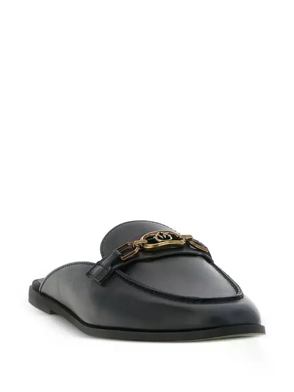 Pinko Naty 09 Logo Leather Sabot - Black