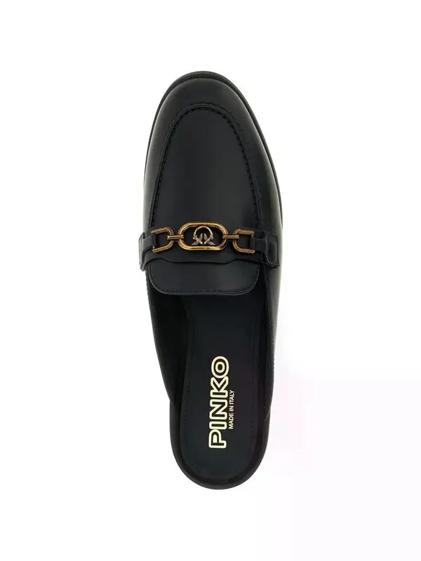Pinko Naty 09 Logo Leather Sabot - Black