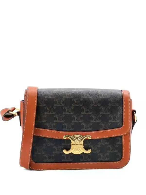 Celine Triomphe Coated Canvas Medium Shoulder Bag - Brown