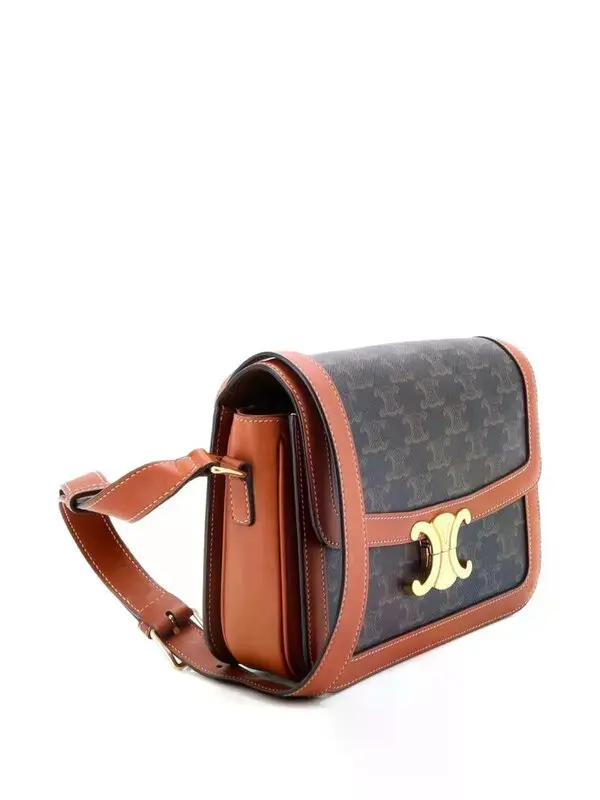 Celine Triomphe Coated Canvas Medium Shoulder Bag - Brown