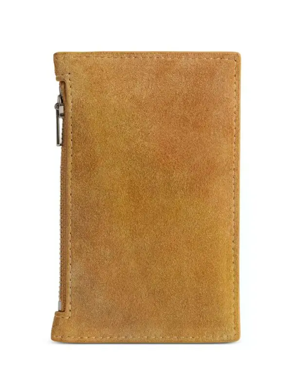 YU MEI Frank Zip-fastening Suede Wallet - Brown
