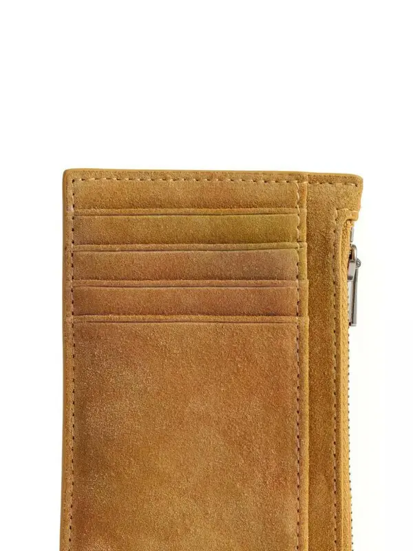 YU MEI Frank Zip-fastening Suede Wallet - Brown