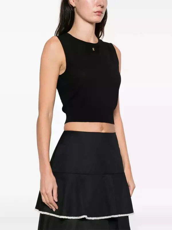 Sandro Sleeveless Cropped Round Neck Tank Top With 4s Tag - Black