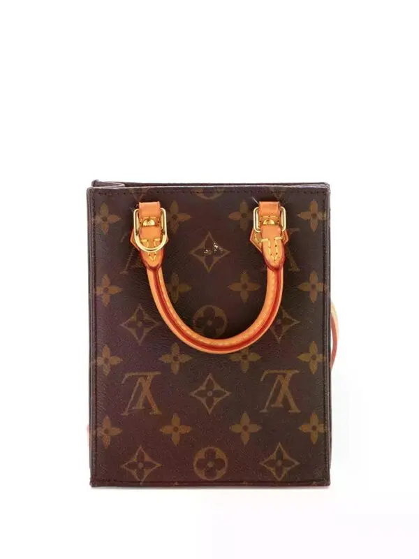 LOUIS VUITTON Petit Sac Plat Monogram Canvas Crossbody Bag - Brown