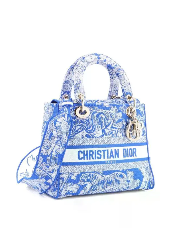 Dior Toile De Jouy Lady D-lite Embroidered Canvas Tote Bag