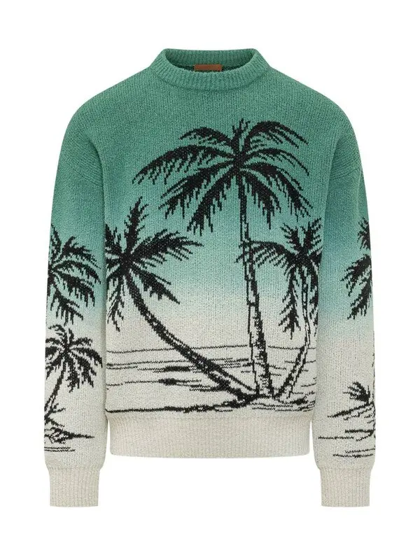 Alanui Knitted Palm-motif Sweater - Green