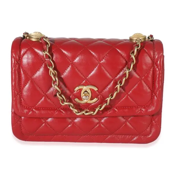Chanel Quilted Puffy Calfskin Twist Your Buttons Flap Bag - Red