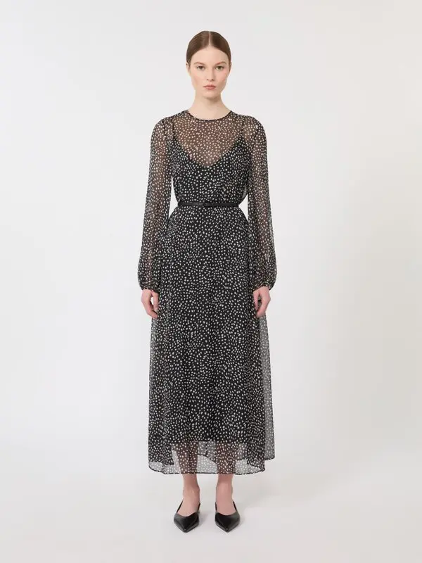 Max Mara Printed Chiffon Long Dress