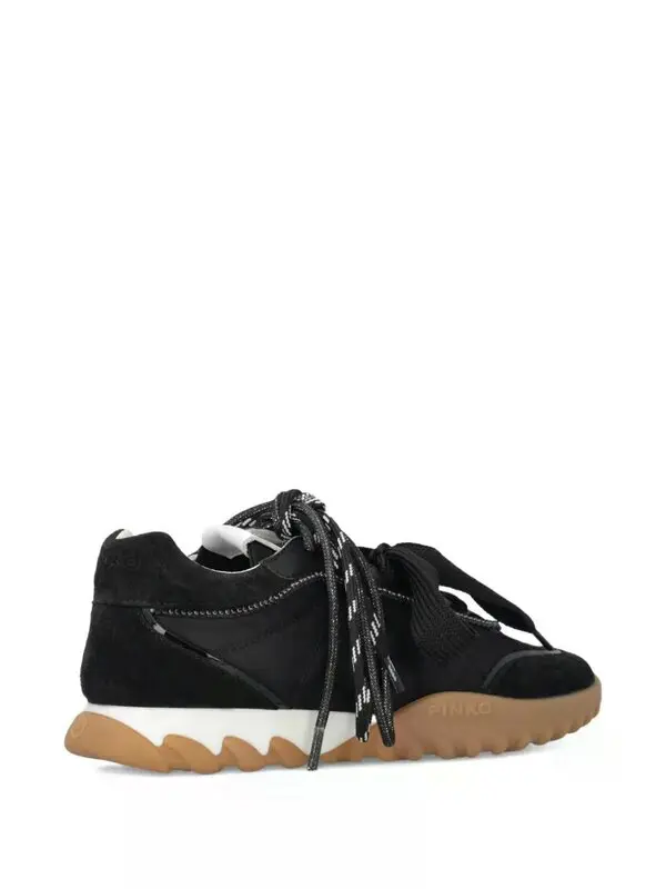 Pinko Suede And Technical Fabric Lace-up Sneakers With Studs - Black
