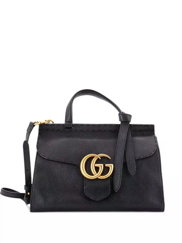 Gucci Gg Marmont Top Handle Small Satchel - Black