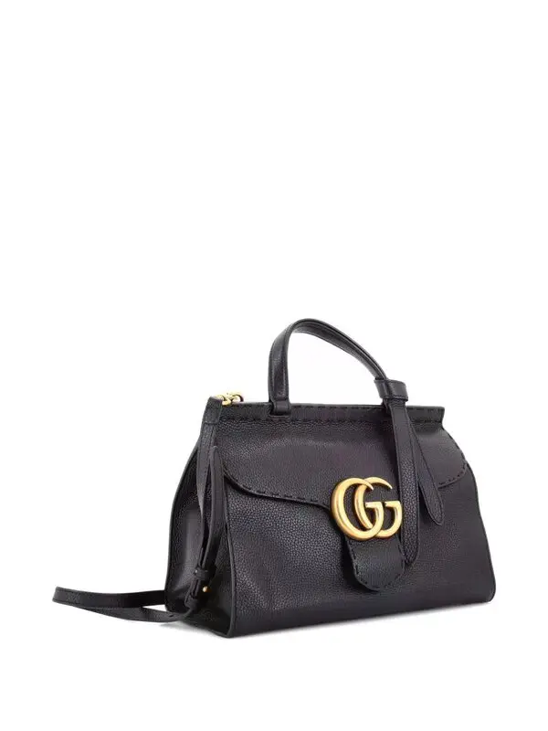 Gucci Gg Marmont Top Handle Small Satchel - Black