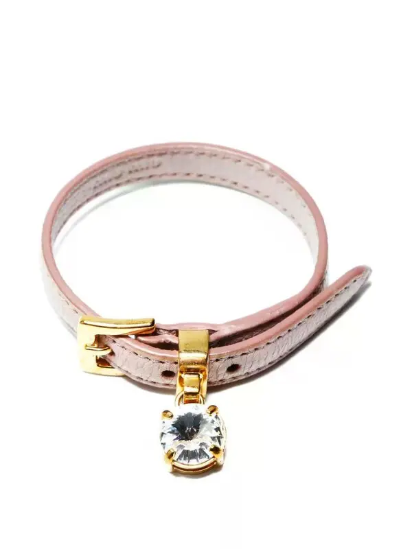 Miu Miu 2000-2020 Crystal Leather Bracelet - Pink