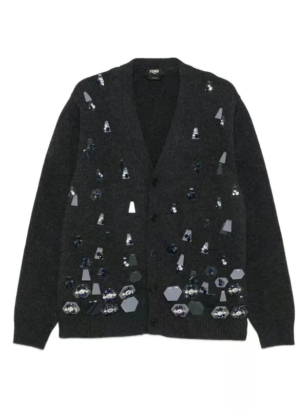 Fendi Crystal-embellished Button-up Cardigan