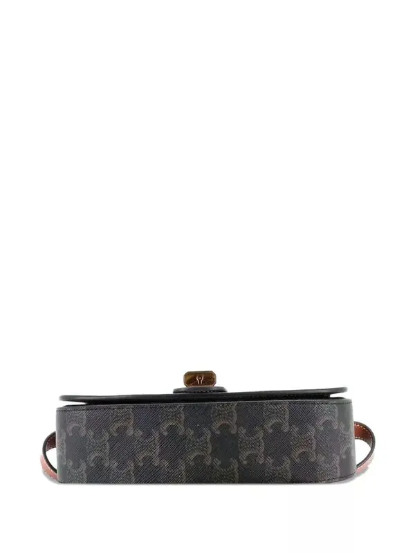 Celine Tabou Clutch With Strap Triomphe Coated Canvas - Brown