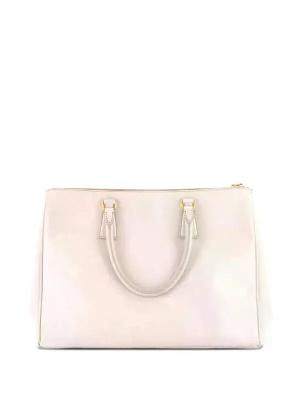 Prada Double Zip Large Saffiano Leather Tote Bag - White