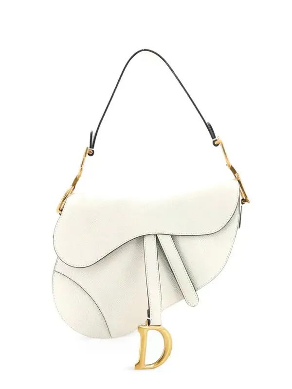 Dior Saddle Handbag Leather Medium Shoulder Bag - White