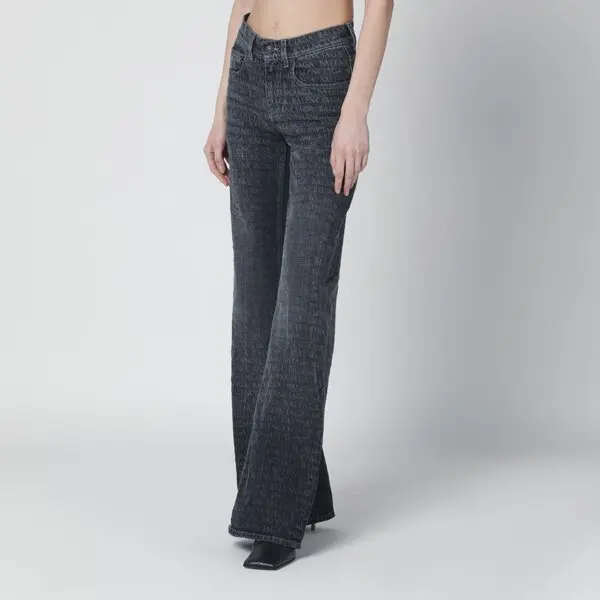 Balenciaga Washed Jeans With Jacquard Logos - Black