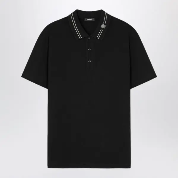 Versace Polo Shirt With Medusa Embroidery - Black
