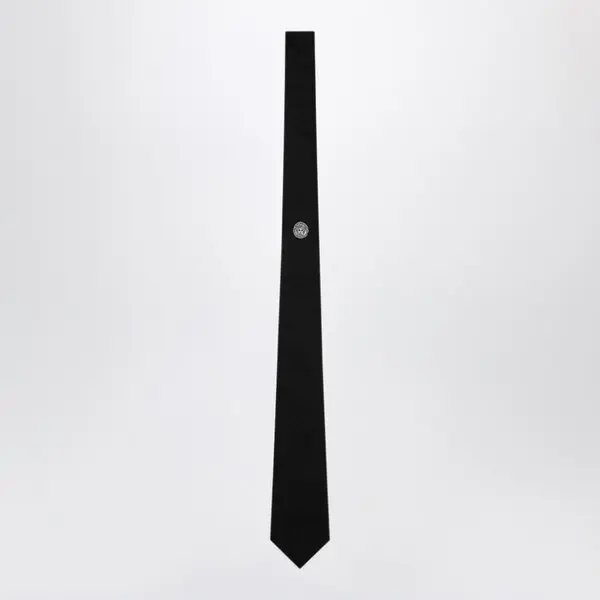 Versace Silk Jacquard Neck Tie - Black