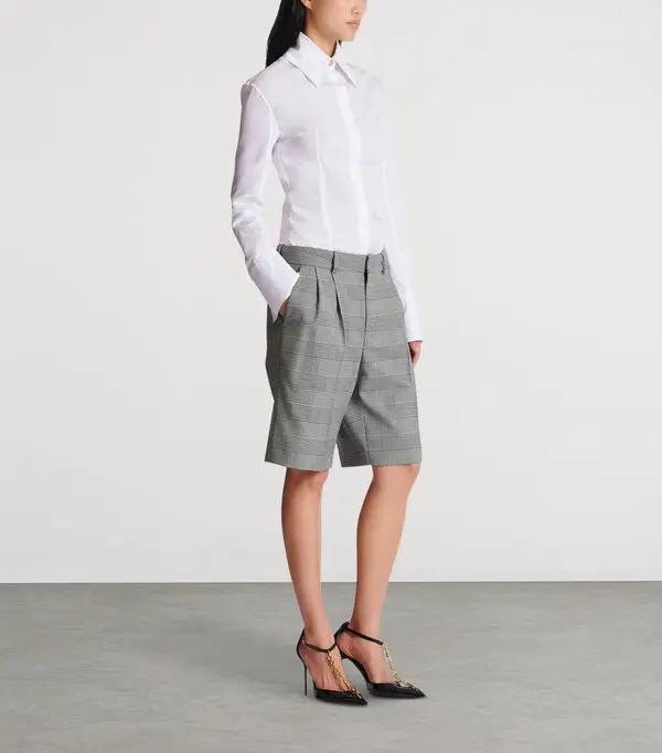 Balmain Virgin Wool-blend Check Bermuda Shorts