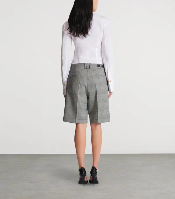 Balmain Virgin Wool-blend Check Bermuda Shorts