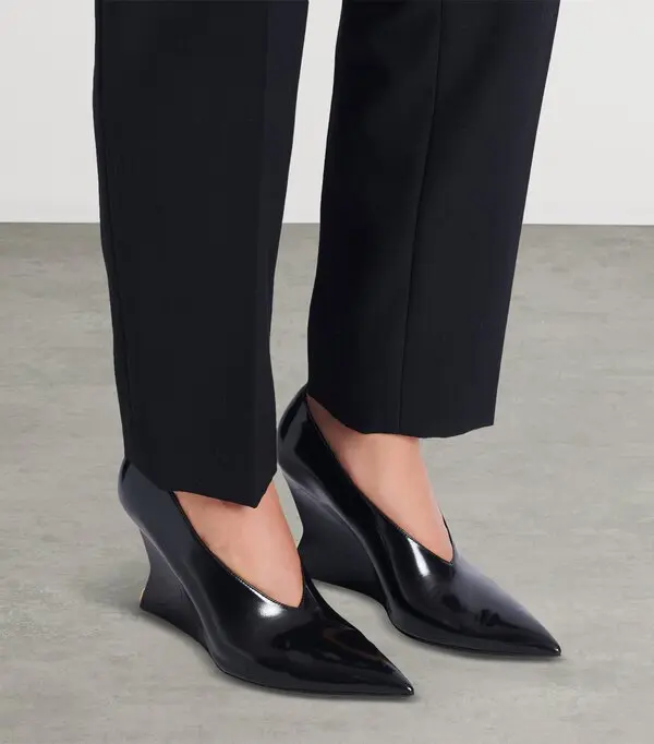 Balmain 95 Patent Leather Wedge Pumps - Black