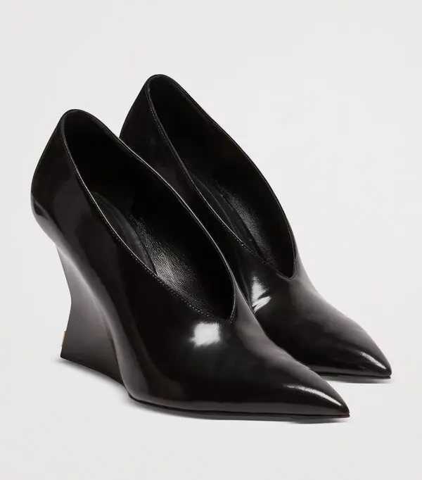 Balmain 95 Patent Leather Wedge Pumps - Black