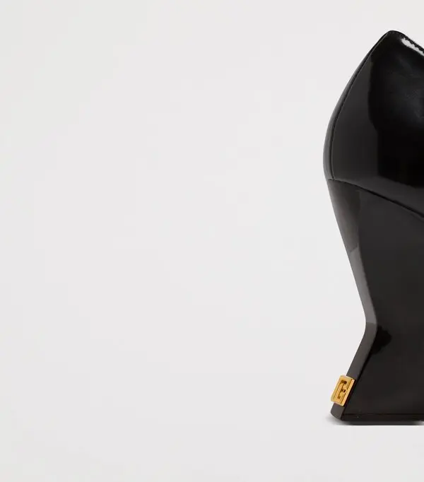 Balmain 95 Patent Leather Wedge Pumps - Black