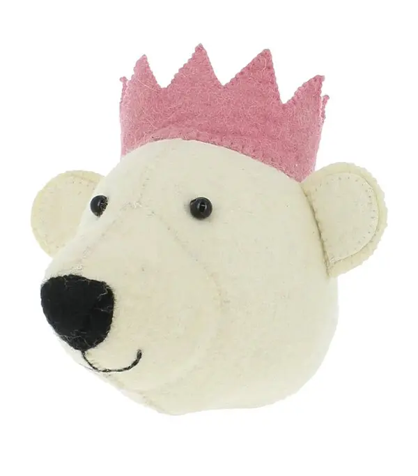 FIONA WALKER Mini Organic Wool Polar Bear Head Decoration