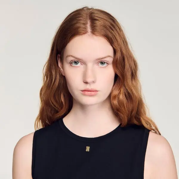 Sandro Sleeveless Knit Cropped Sweater - Black