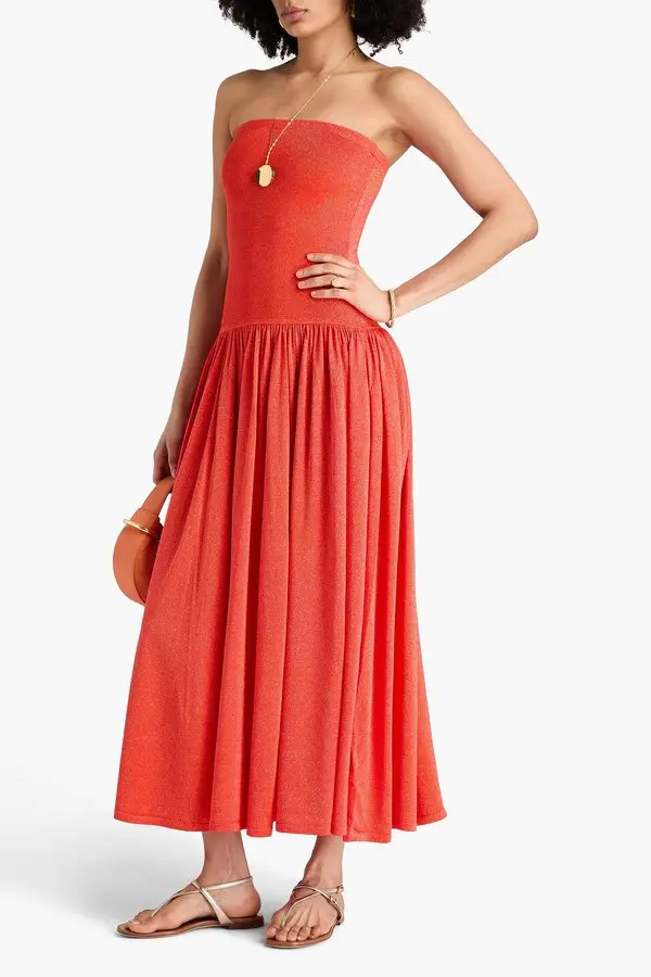 Zimmermann Strapless Metallic Stretch-knit Maxi Dress