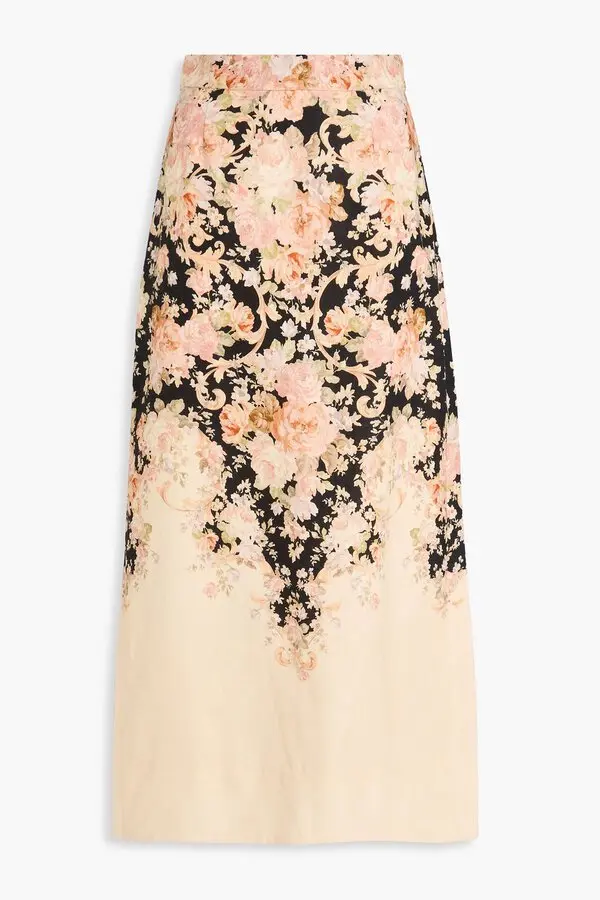 Zimmermann Floral-print Linen Maxi Skirt