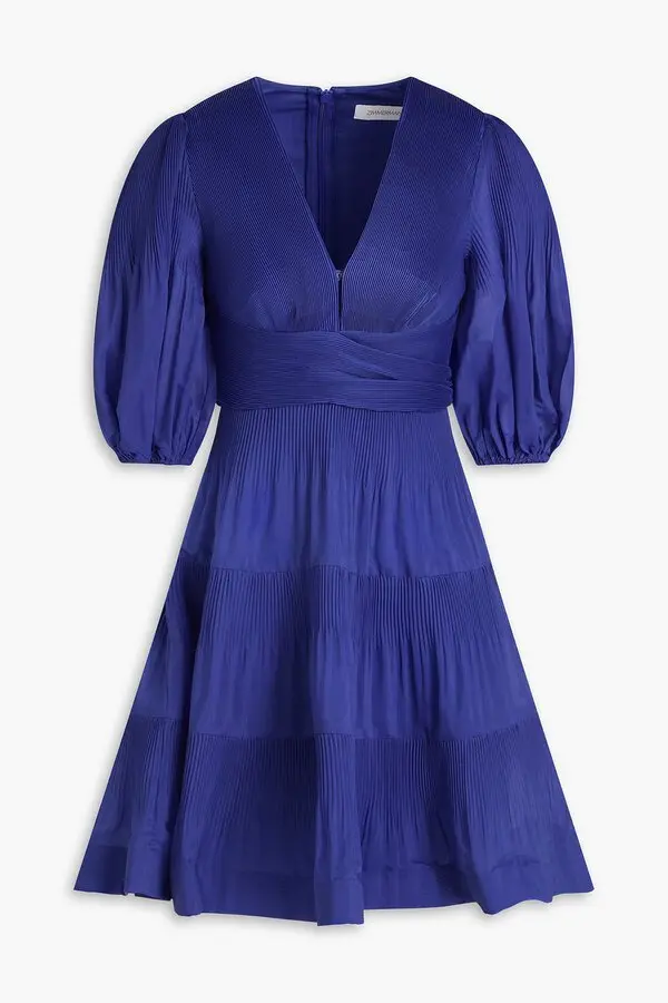 Zimmermann Plissé-organza Mini Dress - Indigo
