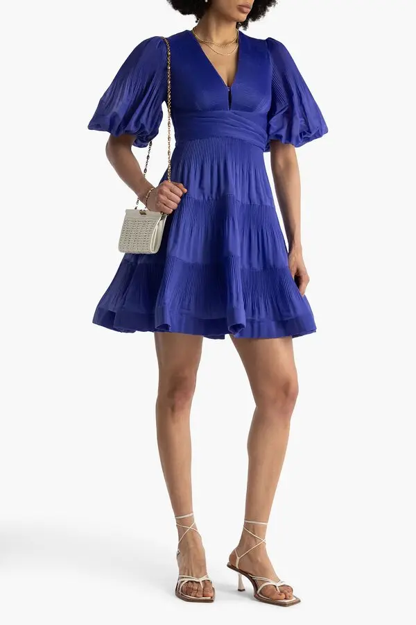 Zimmermann Plissé-organza Mini Dress - Indigo