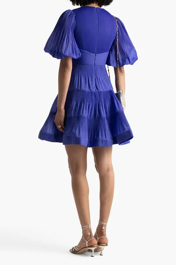 Zimmermann Plissé-organza Mini Dress - Indigo