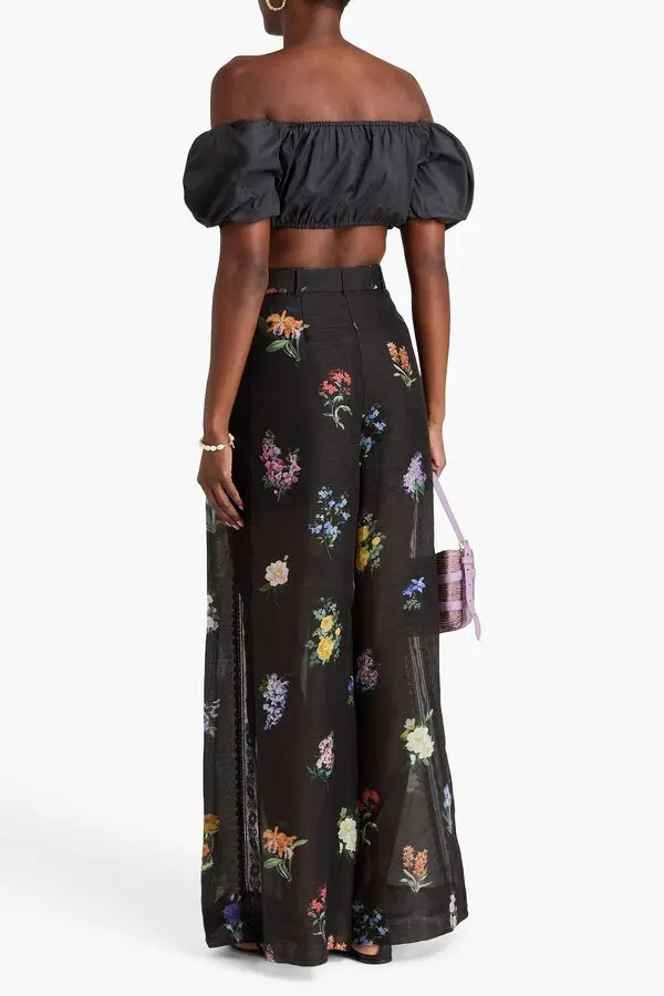 Zimmermann Pleated Floral-print Wide-leg Pants