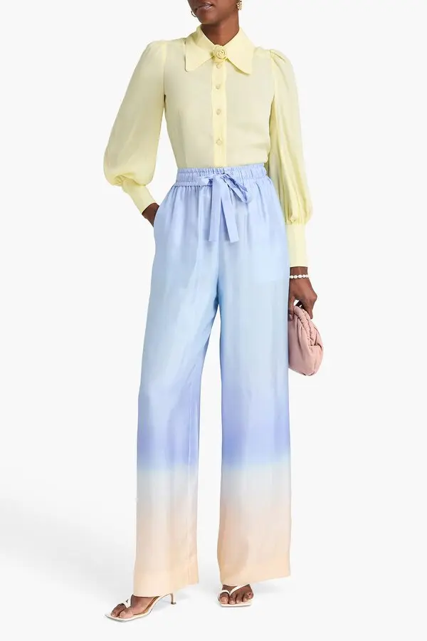 Zimmermann Dégradé Silk-twill Wide-leg Pants