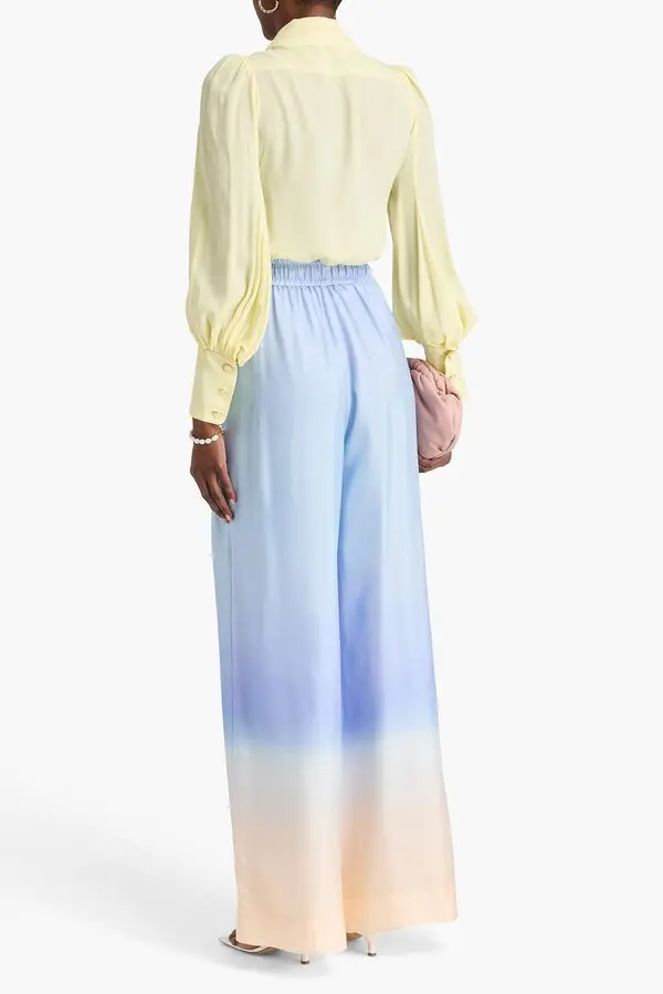 Zimmermann Dégradé Silk-twill Wide-leg Pants