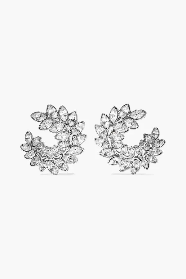 KENNETH JAY LANE Rhodium-plated Crystal Clip-on Earrings - Silver