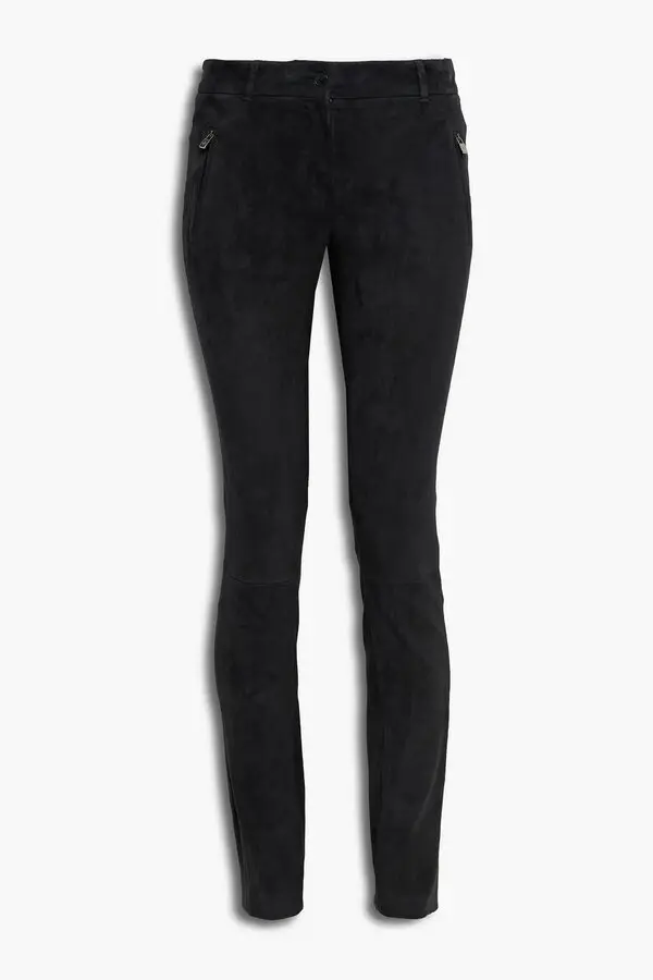 Loro Piana Slim-leg Suede Pants - Black