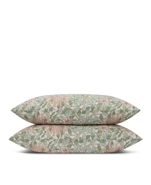 PIGLET IN BED Morris & Co Honeysuckle Linen Blend Pillowcase Pair, Standard - Soft Sage