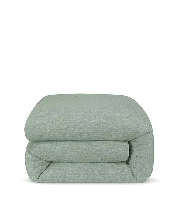PIGLET IN BED Herringbone Brushed Cotton Duvet Cover, King - Spruce Green