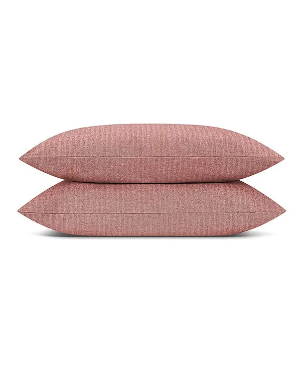 PIGLET IN BED Herringbone Brushed Cotton Pillowcase Pair, King - Auburn Red