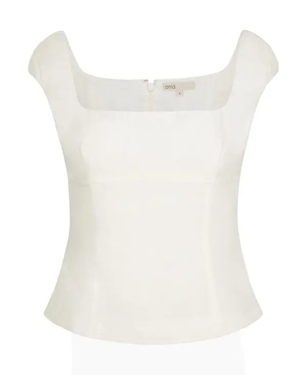 Onia Linen-tencel Peplum Top